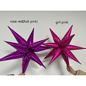 CYMYLAR 3pcs 26inch babe pink Star foil balloons.babe Explosion Star burst star balloon-Spike cone balloon for birthday party decorations,wedding,Bachelor party