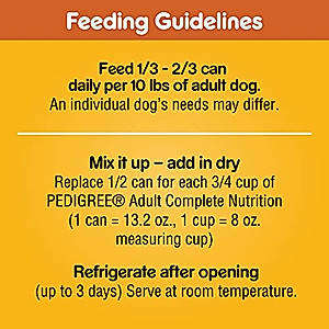 PEDIGREE CHOPPED GROUND DINNER Adult Canned Soft Wet Dog Food with Chicken, 13.2 oz. Cans (Pack of 12)