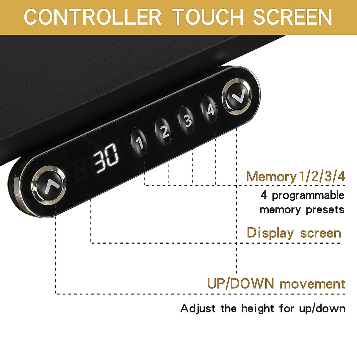 Jceet Adjustable Height Electric Standing Desk, 48 x 24 Inch Sit Stand Computer Desk with Lockable Casters, Stand Up Desk Table for Home Office, Black Frame+ Rustic Brown Top