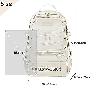 Laptop Backpacks for Women Men 16 Inch School Bag College Backpack Anti Theft Travel Daypack Bookbag for Teens Girls Students (Beige)