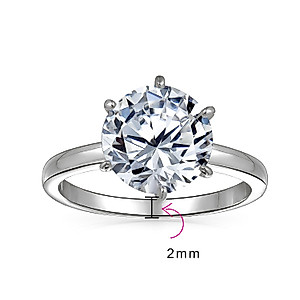 Personalize Wedding Classic Timeless Cubic Zirconia 3CT AAA CZ 6 Prong Setting Round Brilliant Cut Solitaire Engagement Ring For Women Thin 2MM Band .925 Sterling Silver Customizable