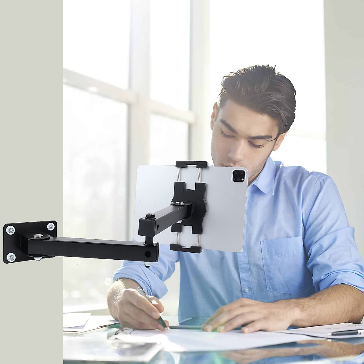 Mippko Foldable Tablet Wall Mount Holder,Multiple Angles Adjustment Extendable Articulating Aluminum Alloy Mount for 7~12.9 inch Tablets iPad/Nexus/LG G Pads/e-Reader/Switch