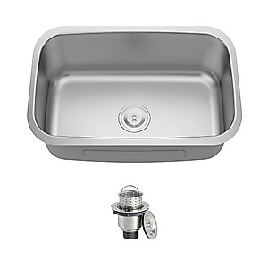 JoviPrime 27 Inch Undermount Kitchen Sink 18 Gauge Stainless Steel Spacious Single Bowl Kitchen Sinks with Strainer 27" x 18" x 9"