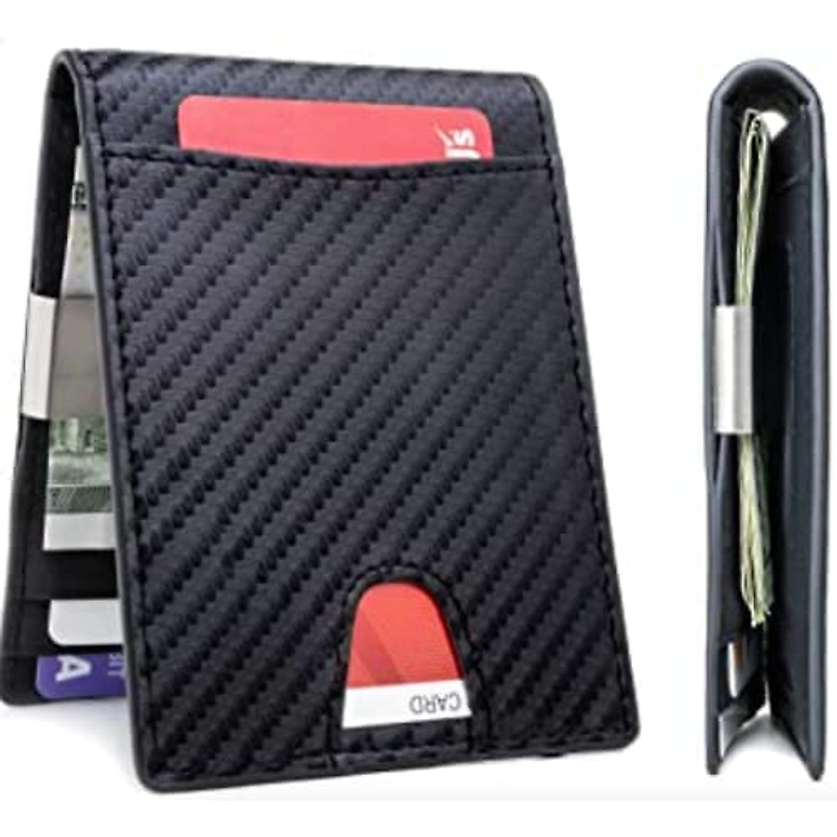 MONTABLEU Milano Handcrafted Mens Slim Bifold Wallet with Money Clip, Executive Black