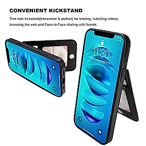 KIHUWEY Compatible with iPhone 14 Pro Max Case Wallet with Credit Card Holder, Flip Premium Leather Magnetic Clasp Kickstand Heavy Duty Protective Cover for iPhone 14 Pro Max 6.7 Inch (Black)