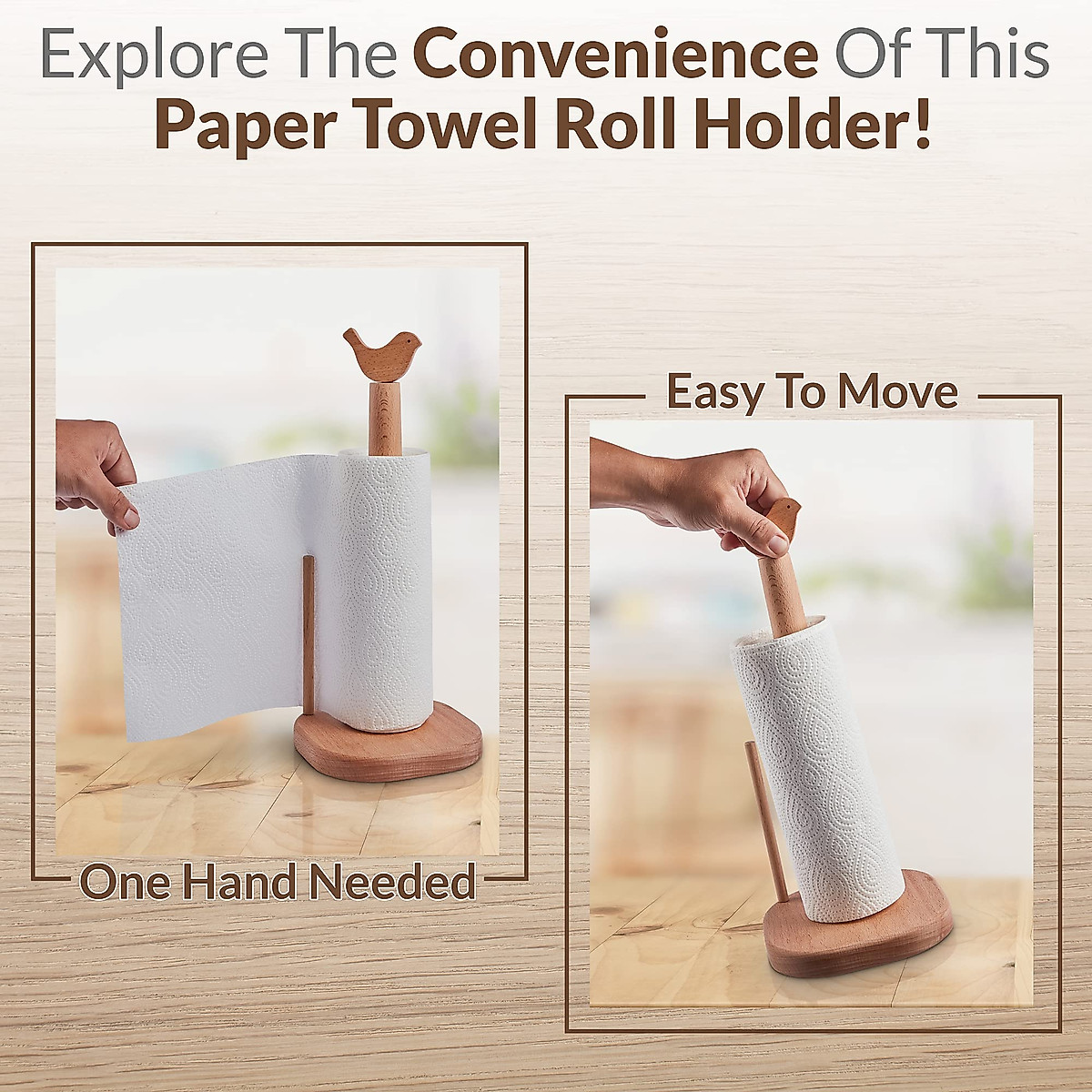 Bird Style Paper Towel Holder, Wood Paper Towel Holder, Farmhouse Paper Towel Holder, CounterTop Kitchen Paper Towel Holders, Paper Towel Holder Stand, Paper Towe