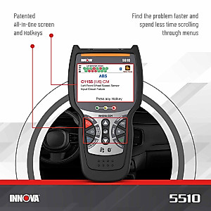 INNOVA 5510 OBD2 Scanner, Scantool for ABS Clear, All System Scanner, Caliper Service, Brake Pad Life, Read/Erase ABS/SRS Codes, Reset Oil Light, Live Data, Lifetime Free Updates
