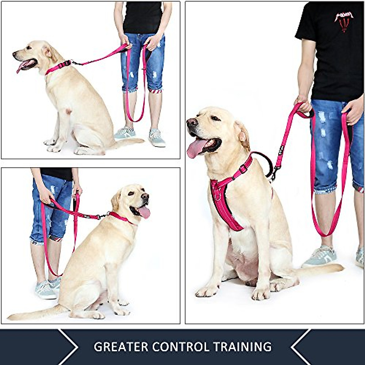 Pioneer Petcore™ Dog Leash 6ft long,Traffic Padded Two Handle,Heavy Duty,Reflective Double Handles Lead for Control Safety Training,Leashes for Large Dogs or Medium Dogs,Dual Handles Leads(Pink)