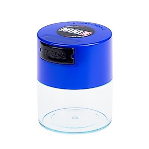 Minivac - 10g to 30 gram Vacuum Sealed Container - Dark Blue Cap & Clear Body