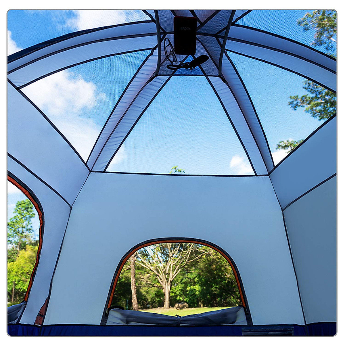 CAMPROS CP Tent-6-Person-Camping-Tents, Waterproof Windproof Family Tent with Top Rainfly, 4 Large Mesh Windows, Double Layer, Easy Set Up, Portable with Carry Bag - Blue