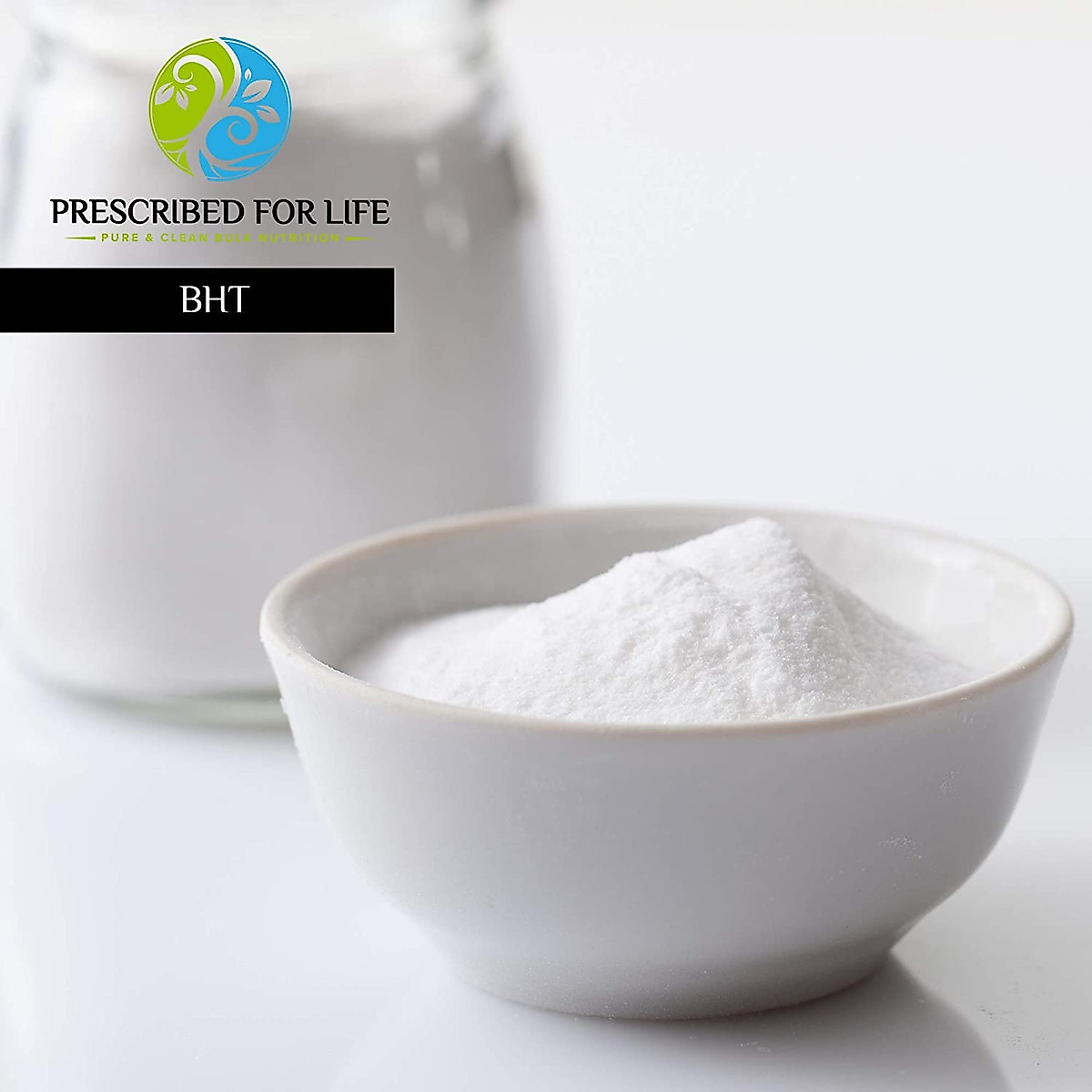 Prescribed For Life BHT Powder, Powdered Butylated Hydroxytoluene for Food Preservation, Vegan, Gluten Free, Non GMO, Unbleached, Soy Free (4oz / 113g)