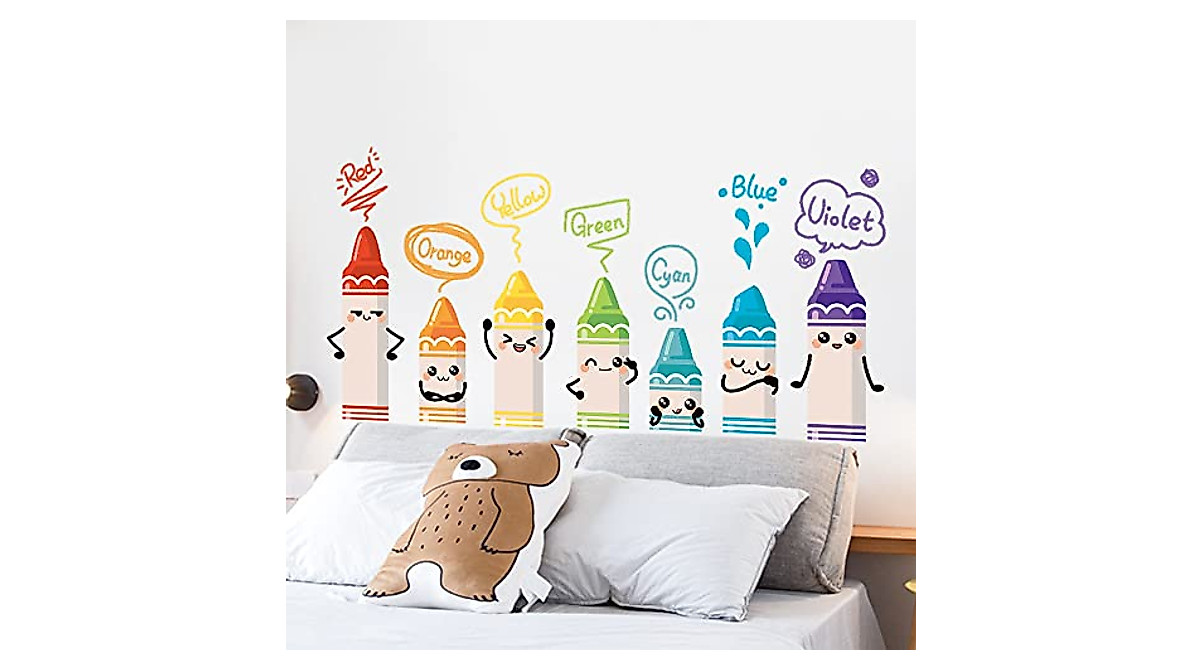 Crayon Color Wall Decals for Kids Rooms - Educational Wall Stickers