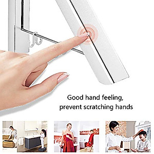 Clothes Drying Rack, 80cm Rod Wall Mounted Dual Bracket Space Aluminum Retractable Folding Drying Rack for Home(silver)