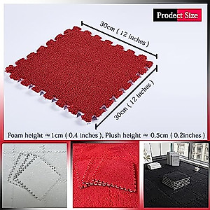 12Pcs Interlocking Carpet Tiles, 12x12inch Soft Foam Floor Mats, Square Puzzle Play Mat for Living Room Bedroom Playroom Decor(Color:White)