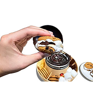 Smores Maker, Electric Flameless S'mores Maker with Lid, Tabletop Indoor Smores Kit with 4 Compartment Trays and 4 Forks, Fun Gifts for Family, Movie Night Supplies, Housewarming Gifts for New House