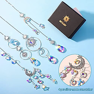 Artilady Sun Catchers Indoor Window - 4 Pack Crystal Suncatcher Kit Stained Glass Window Hanging Rainbow Maker Garden Backyard Ceiling Decor for Bedroom for Mother Daughter