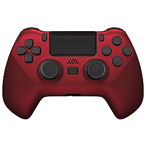 eXtremeRate Scarlet Red Decade Tournament Controller (DTC) Upgrade Kit for PS4 Controller JDM-040/050/055, Upgrade Board & Ergonomic Shell & Back Buttons & Trigger Stops - Controller NOT Included