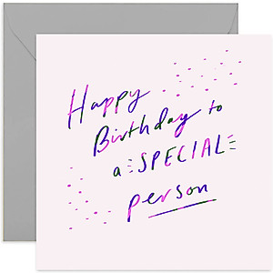 Old English Co. Special Person Birthday Card - Neon Purple Birthday Card for Women| Sparkles| Blank Inside & Envelope Included