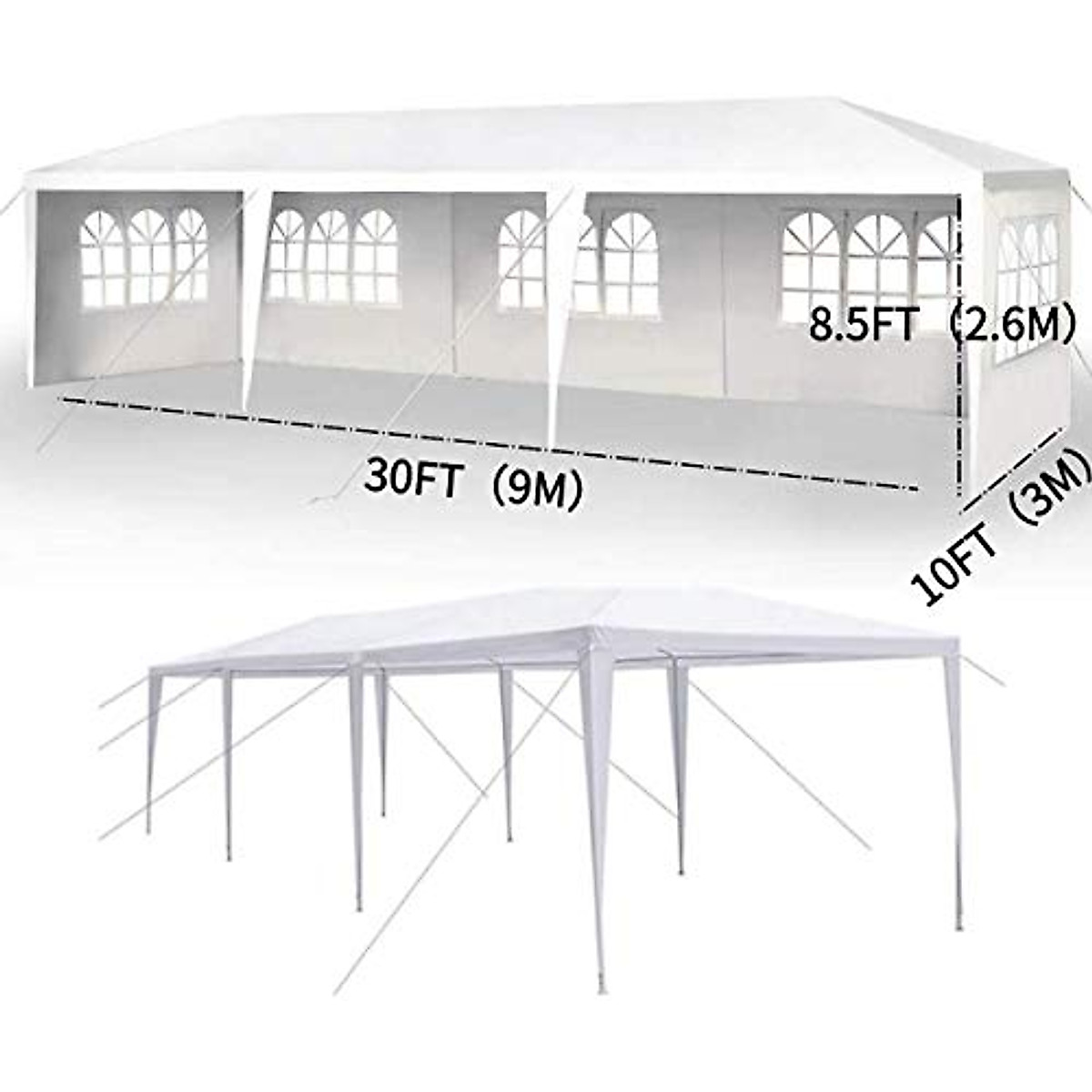 10' X 30'Outdoor Gazebo Canopy Tent,Party Wedding Tent Heavy Duty Gazebo Pavilion,Large BBQ Patio Tent Grill Commercial Camping Tent Shelter for Garden Backyard Lawns,with 5 Removable SideWalls,White