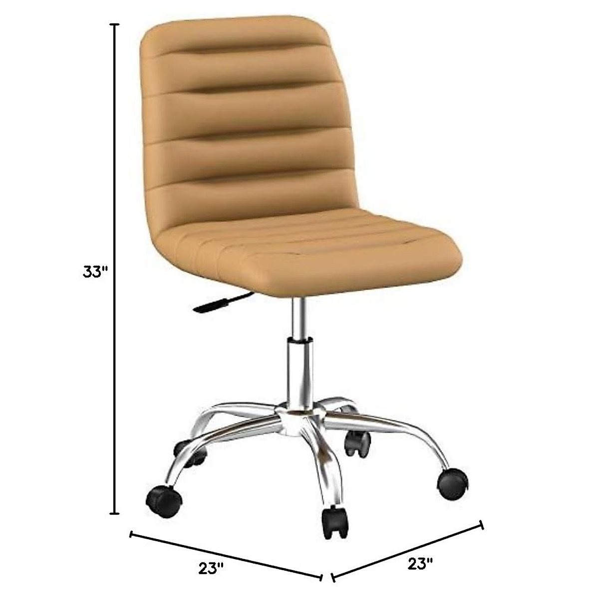 Modway Ripple Ribbed Armless Mid Back Swivel Computer Desk Office Chair In Tan