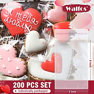 Walfos Clear Cellophane Bags, 4x6 Inch Transparent Soap Bags, Soap Wrappers for Homemade Soap Craft Gift Box Suitable for Packaging Gift & Cookies, Candy etc(200pcs