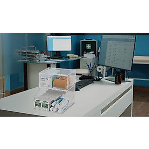 IneVibe First Aid Storage Holder - 2 Compartment Acrylic Container w/Lids for Storing Packets of Alcohol Wipes, Bandages, Ointment, Burn Cream, Gauze Pads for Bathroom, Kitchen & Retail Dispensing