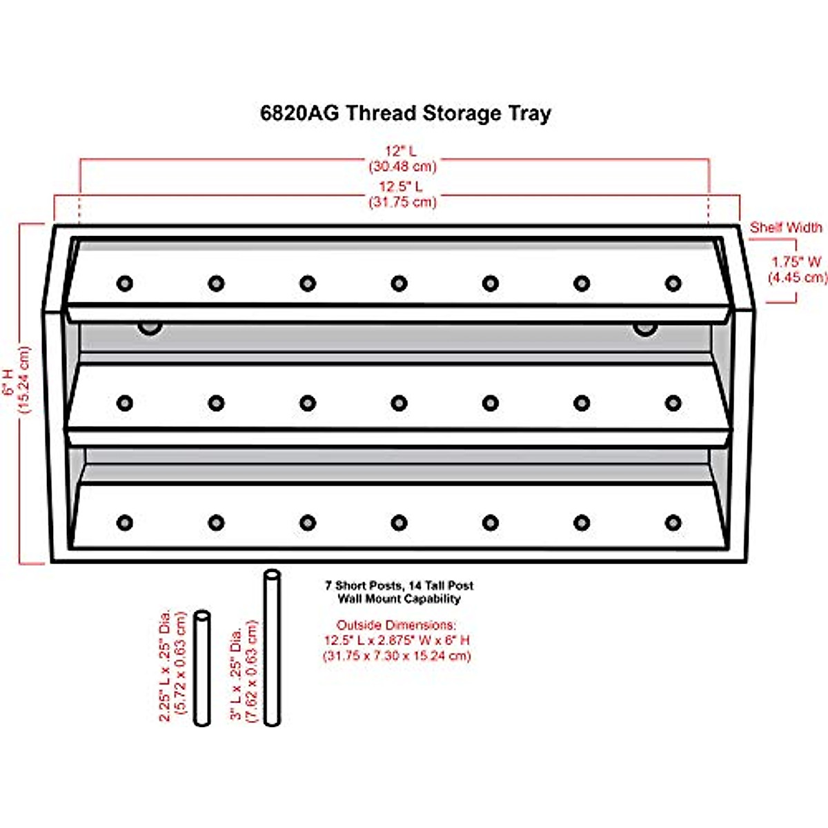 ArtBin 6820AG Thread Storage Tray, Sewing & Craft Organizer Unit, Holds Up to 21 Spools of Thread, White