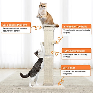 SOCATER Cat Scratching Post 33 Inch Nature Sisal Cat Scratch Post for Indoor Cats, Large Cat Scratcher Protect Your Furniture, for All Breeds