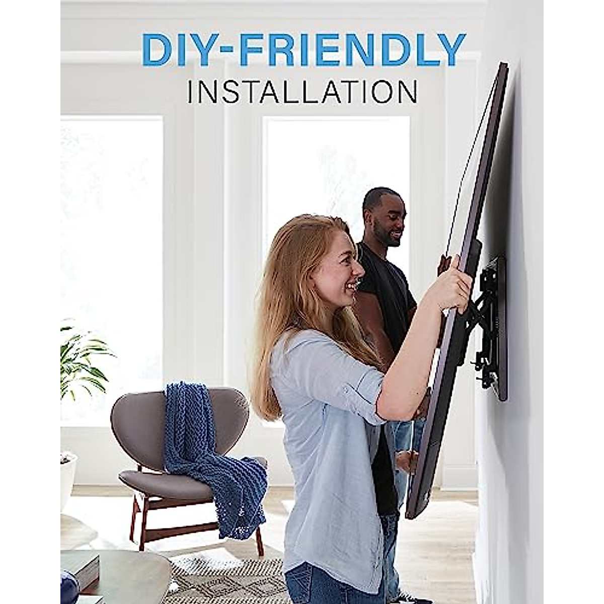 SANUS Advanced Tilt Premium Universal TV Wall Mount for 46” to 90” Flat-Panel TVs - Low Profile, Smooth Extension & Easy to Install - Model VLT6-B1