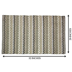 WOVEN ST. Polyester Cotton Area Rug | Carpets Suitable for Bedroom, Dining Room, Home Décor | Luxurious Handcrafted Traditional Rug | Recycled Cotton | Modern Indoor Rugs | 20’’ x 32’’ | Beige