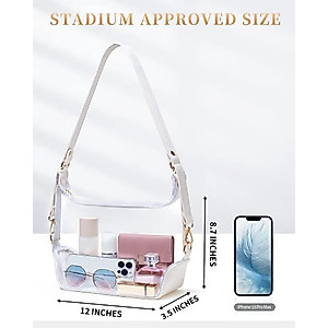 Vorspack Clear Bag Stadium Approved - Clear Purse for Women Clear Crossbody Bag with Adjustable Strap for Sports Events Concerts College - White