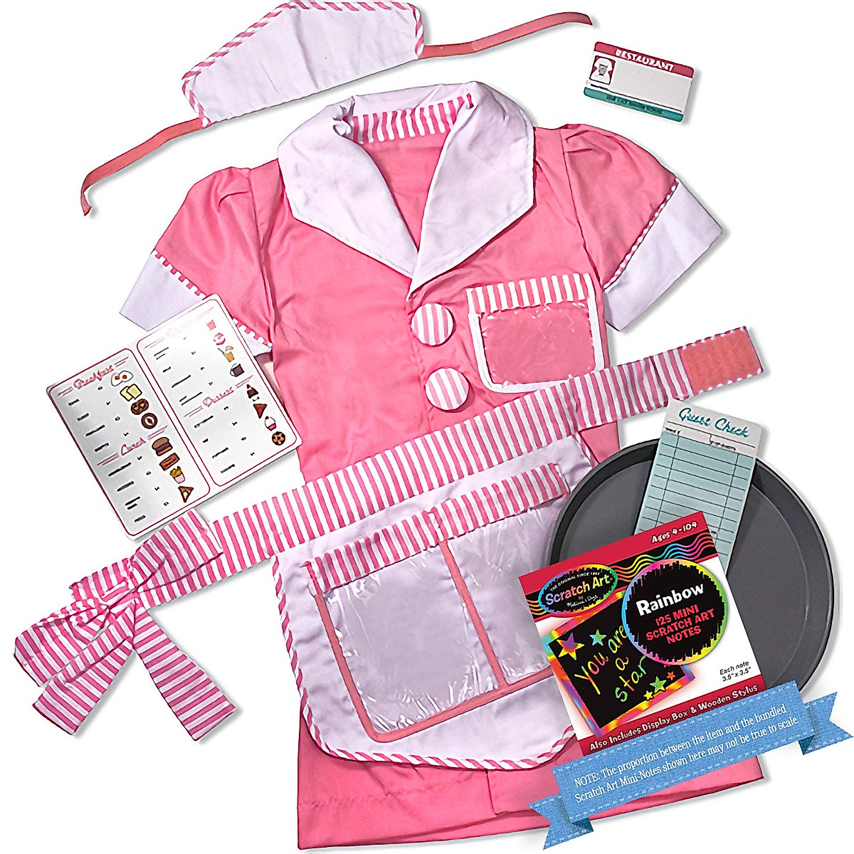Melissa & Doug Waitress: Role Play Costume Scratch Art Mini-Pad Bundle [47876]