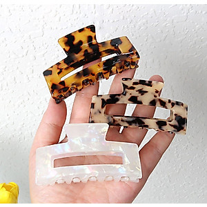 4Pcs Hair Claw Clips, Acetate Hair Banana Barrettes, French Butterfly Jaw Clips, Mermaid Color Crab Hairpin, Leopard Print Stylish Hair Accessories for Women Girls (4 Pcs)