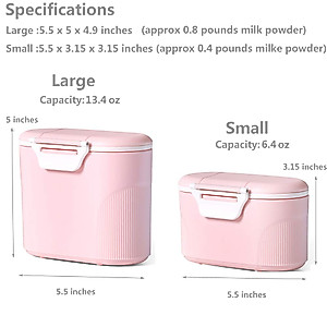 YEEHO Travel Infant Formula Dispenser Box with Scoop, Portable Baby Dry Milk Powder Food Container with Spoon Airtight Storage Easy go Parents Choice Sealed Flour Case,Pink