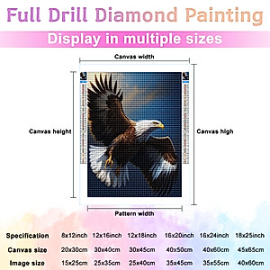 5D DIY Diamond Painting Kits Full Drill,Diamond Painting Kits Art,Animal Diamond Art, Handsome Eagle Diamond Painting Craft for Home Office Wall Decor 8x12 inch