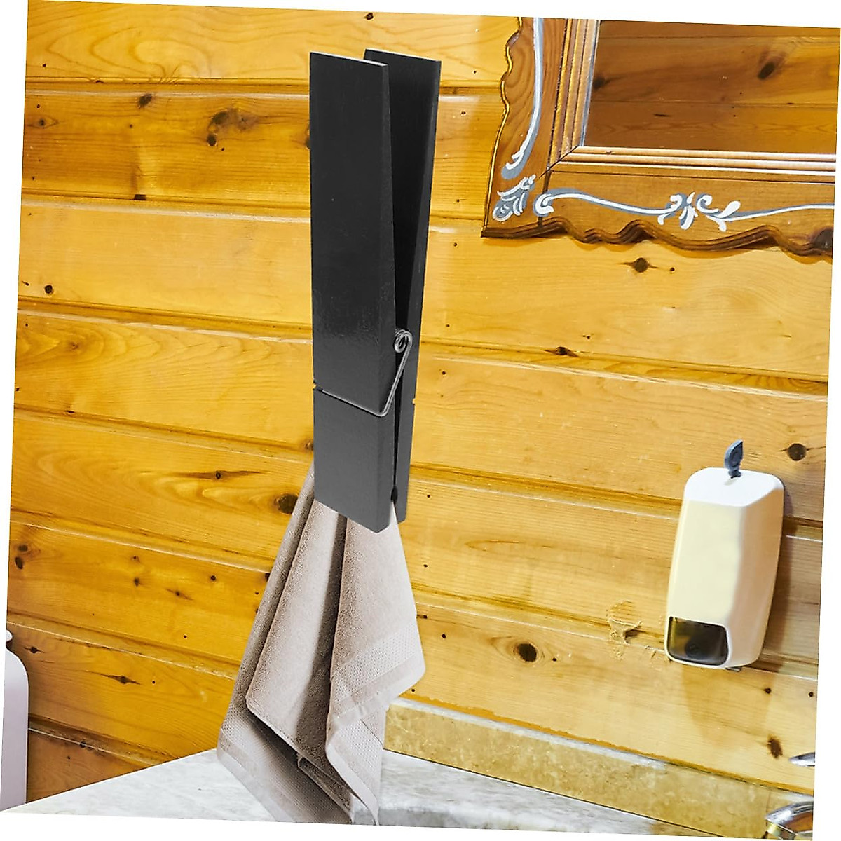 OFFSCH Jumbo Wooden Clothespin Towel Holder Giant Non Slip Clothes Clip for Strong Grip for Bathrooms Laundry Rooms and Outdoor Use Jumbo Clothespin for Towel and Clothing Organization