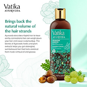 Vatika Ayurveda Volumizing Shampoo - Volumize Fine Hair, Thickening Salon Shampoo Contains Indian Gooseberry (Amla) + Soap Berry (Shikakai) Essential for Hair Volume & Shine, 400ml (For Kapha)