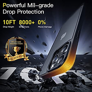 [5-in-1] Humixx Designed for iPhone 14 Pro Case, 2X Tempered Screen Protector + 2X 9H Lens Protector [10FT Military Shockproof] Slim Protective Translucent Matte Case for iPhone 14 Pro 6.1 inch, Black