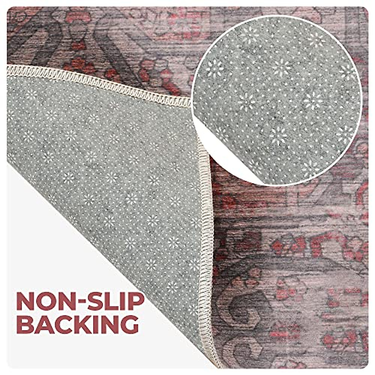 BNM Indoor Area Rug, Non-Slip Backing for Kids or Pets, Entryway, Living Room, Kitchen, Dorm, Bedroom, Hallway, Machine Washable Rugs, Floor Cover, Bohemian Rustic Home Decor, 6' x 9', Teal