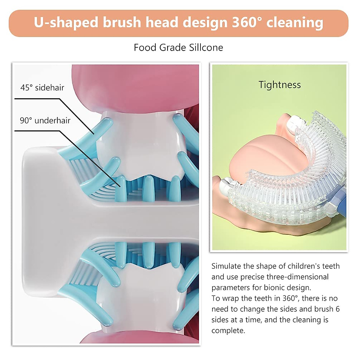 Kdgtebo 2 PCS U Shaped Toothbrush,Kids Toothbrushes,Kids U Shaped Toothbrush,U Shape Kids Manual Toothbrush,360 Kids U-Shaped Toothbrush,Soft Silicone Brush Head,Design for Toddler Toothbrush Age 2-6