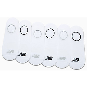 New Balance Women's Invisible No Show Non-Slip Liner Socks (6 Pack), Size 4-10, Solid White