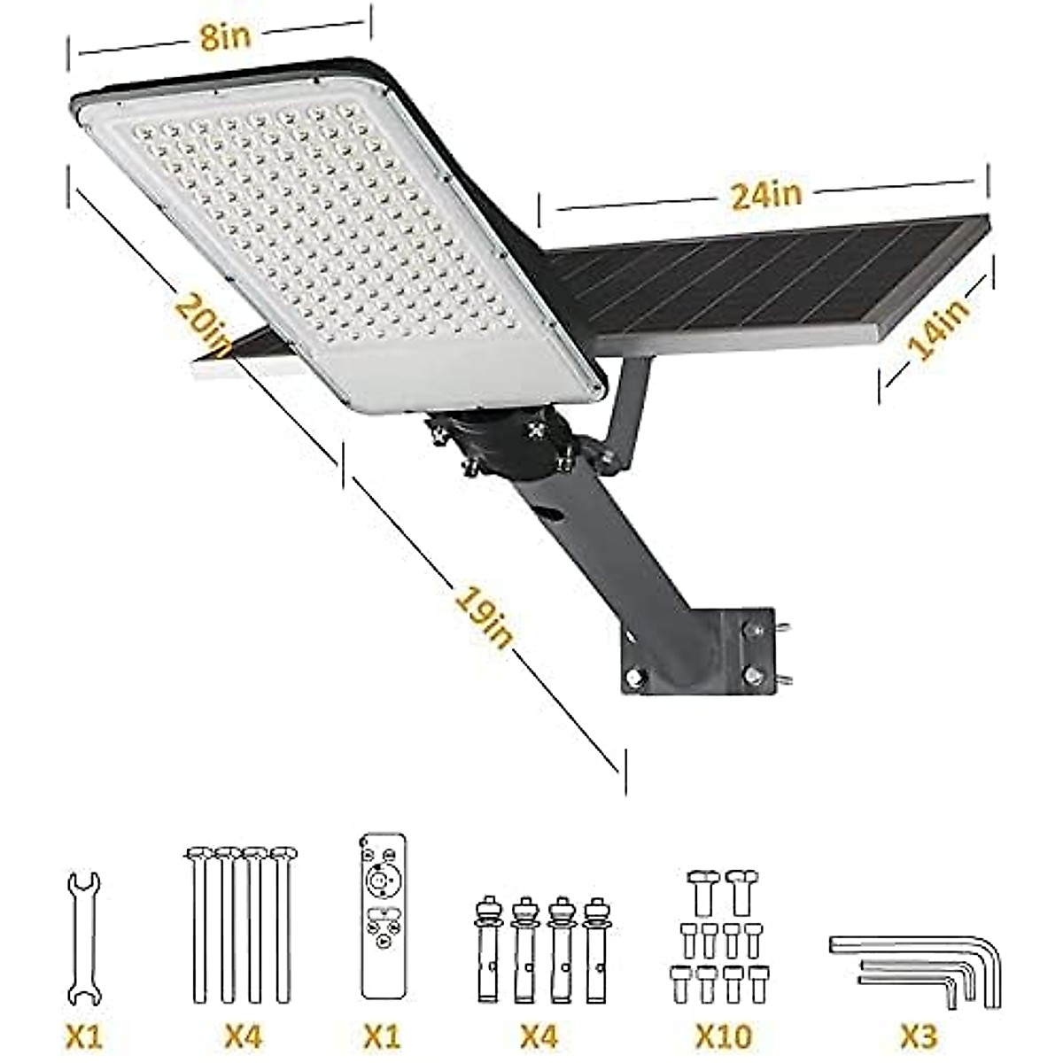 COORHEIX Solar Street Light,Solar Lamp Outdoor Security Led Flood Lights Pole Light Dusk to Dawn Remote Control with Motion Sensor 43000 Lumens for Parking Lot,Stadium,Pathway,Yard,Roadway
