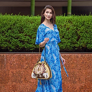 Myra Bag Diversified Bucket Bag Upcycled Cotton & Cowhide Leather S-2871