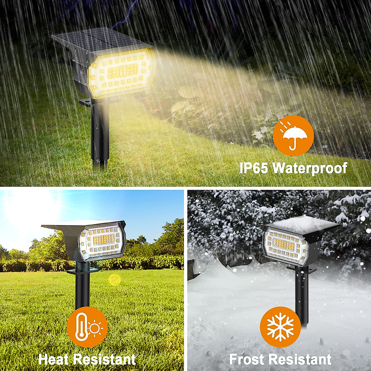 LANSOW Solar Spot Lights Outdoor, [8 Pack/57 LED] 2-in-1 Solar Landscape Spotlights, 3 Modes IP65 Waterproof Dusk to Dawn Solar Powered Flood Wall Lights for Outside Yard Garden Pathway(Warm White)
