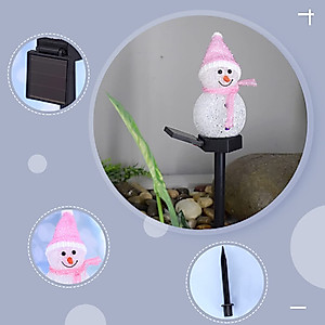 NUOBESTY 1pc Christmas Solar Christmas Night Light Christmas Pathway Markers Snowman Landscape Light Exterior Solar Powered Lights Creative Lawn Light Outdoor Ground Plug