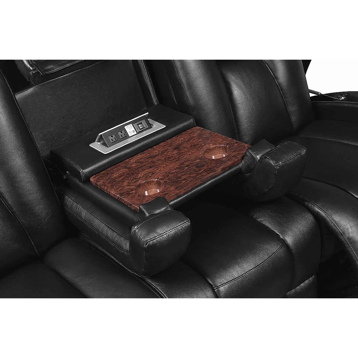 Coaster Furniture Delange Reclining Power Sofa with Adjustable Headrests and Storage in Armrests Black 601741P