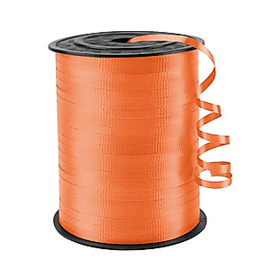 KMER LIFE Orange Crimped Curling Ribbon, 1/5" Wide x 500 Yards Christmas Curling Ribbons for Gift Wrapping, Party Decoration, Balloon String, Crafting, Balloon Ribbons for Florist Flower (1 Roll)