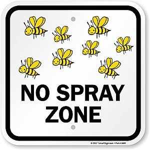 SmartSign 12 x 12 inch “No Spray Zone” Metal Sign with Bees Graphic, 63 mil Laminated Rustproof Aluminum, Black/Yellow on White, Made in USA