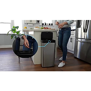 SIMPLI-MAGIC Sensor Trash Can Automatic Touchless Kitchen Garbage Bin, Stainless Steel, 13 Gallon