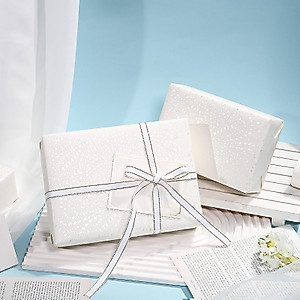 WRAPAHOLIC Wrapping Paper Roll - Mini Roll - 17 Inch x 16.5 Feet - White with Silver Foil Design Perfect for Birthday, Holiday, Wedding, Baby Shower